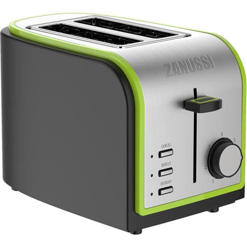 Zanussi Stainless Steel 2 Slice Toaster green edging - Smart Home ...